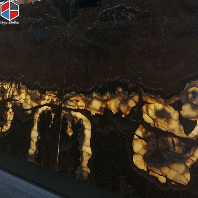 Backlit black onyx slab | Luxury backlit onyx Maed in China