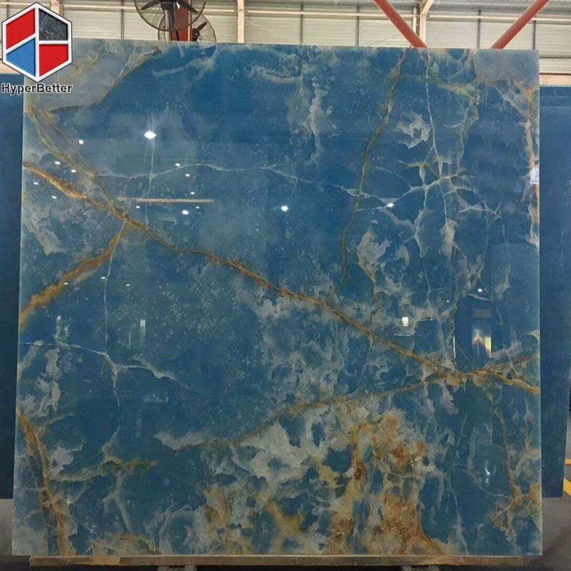Gold blue onyx tile | Luxury backlit onyx Maed in China