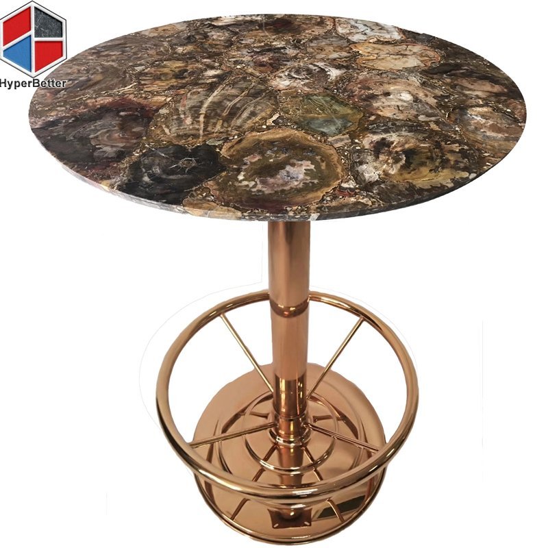 Round beige agate side table|Directly stone table top factory
